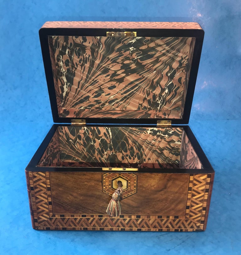 Victorian 1880 Inlaid Walnut Tunbridge Ware Box at 1stDibs