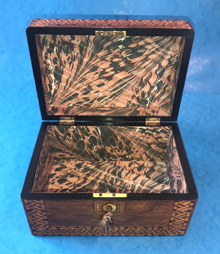 Victorian 1880 Inlaid Walnut Tunbridge Ware Box at 1stDibs