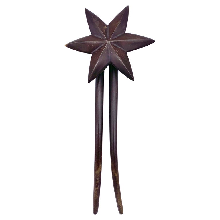 Victorian 1880 Star Hair Pin Vulcanite Gutta Percha For Sale at 1stDibs
