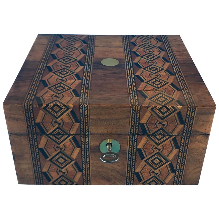 Victorian 1890-1900 Inlaid Walnut Tunbridge Ware Box at 1stDibs