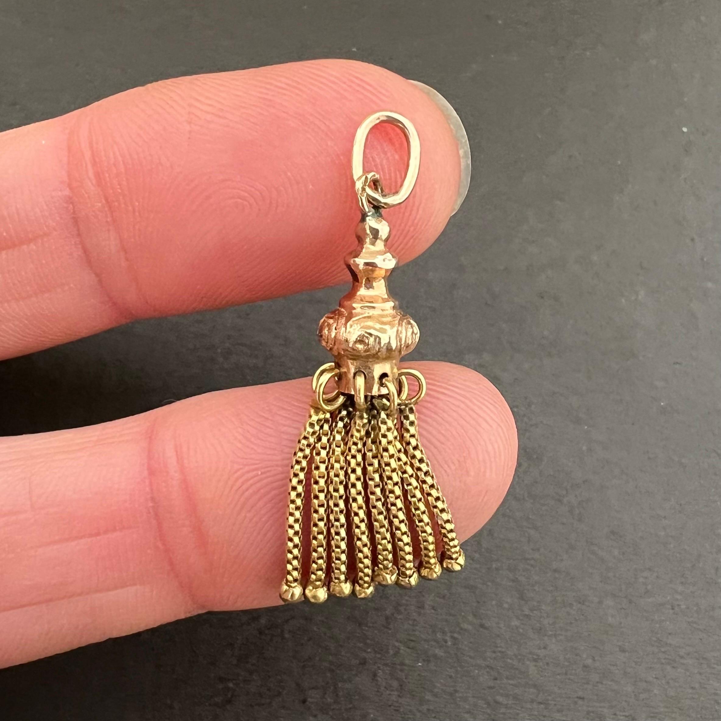 Victorian 1890s 14 Karat Gold Tassel Charm Pendant For Sale at 1stDibs