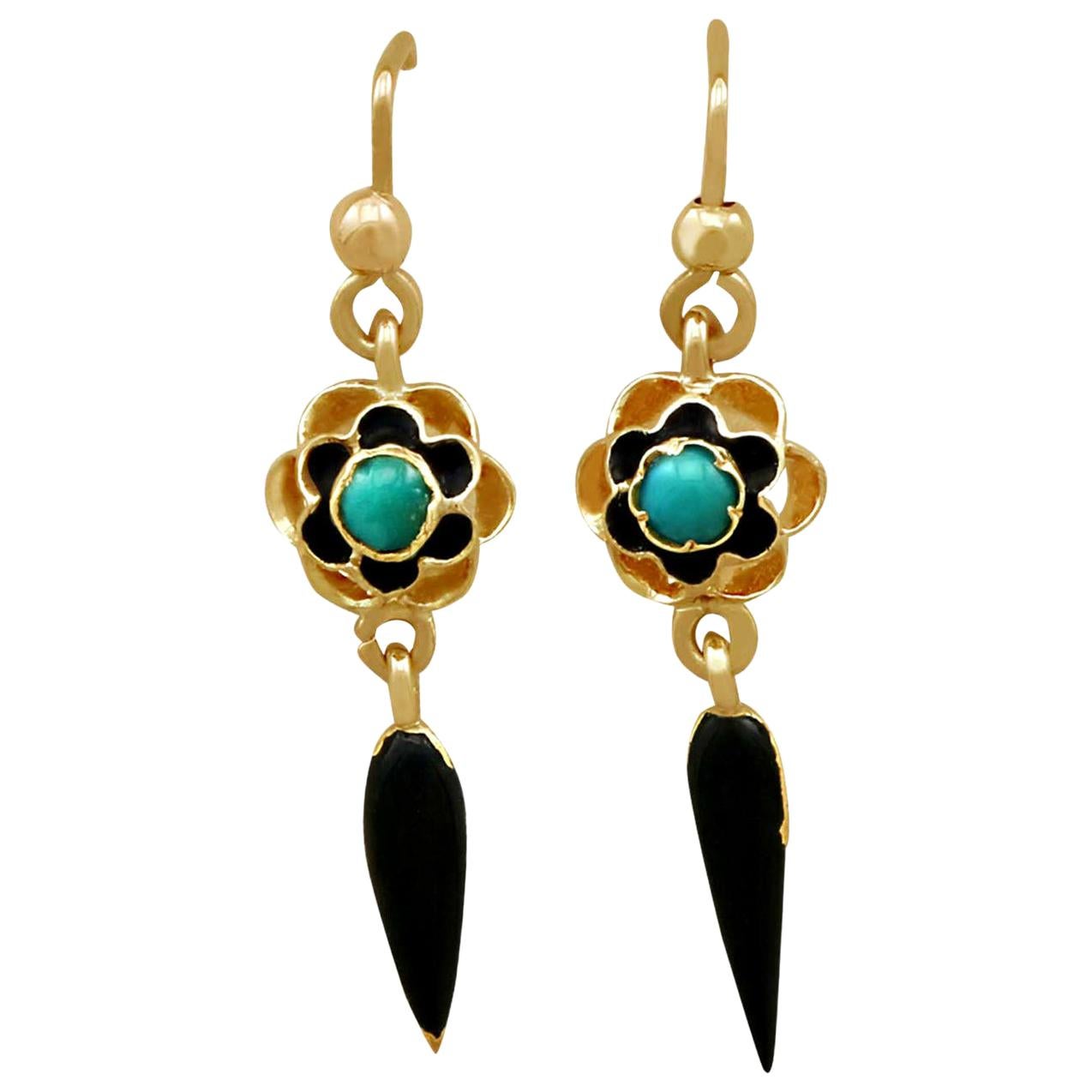 Gary Arviso Turquoise Gold Navajo Earrings at 1stDibs