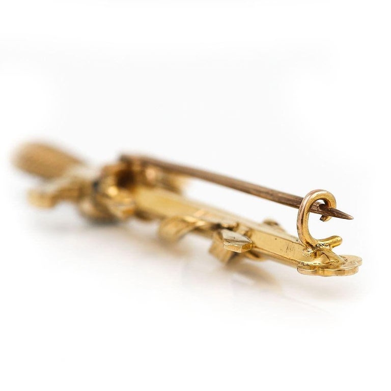 Victorian 18ct Gold Emerald, Diamond and Black Enamel Sword Brooch at ...