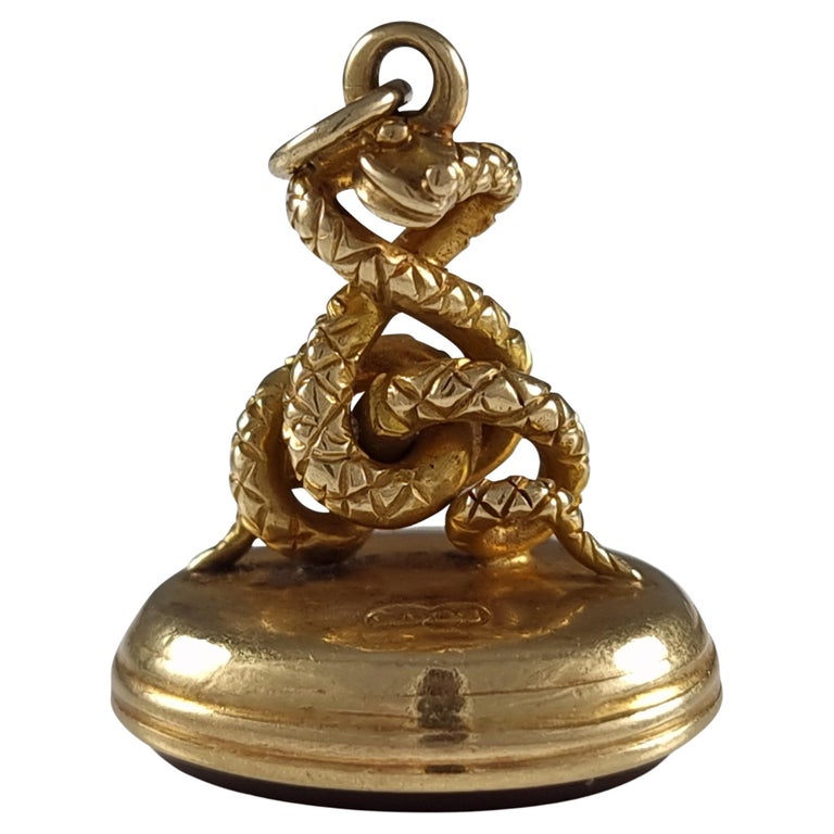 Victorian 18ct Gold Entwined Snake Fob Pendant Seal, 1900 For Sale at ...