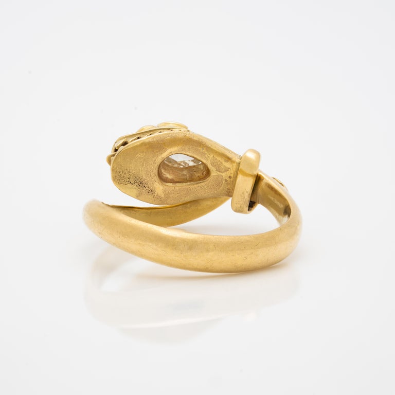 Victorian 18 Karat and 0.70 Carat Rose Cut Diamond Rare Snake Ring, circa 1850 at 1stDibs
