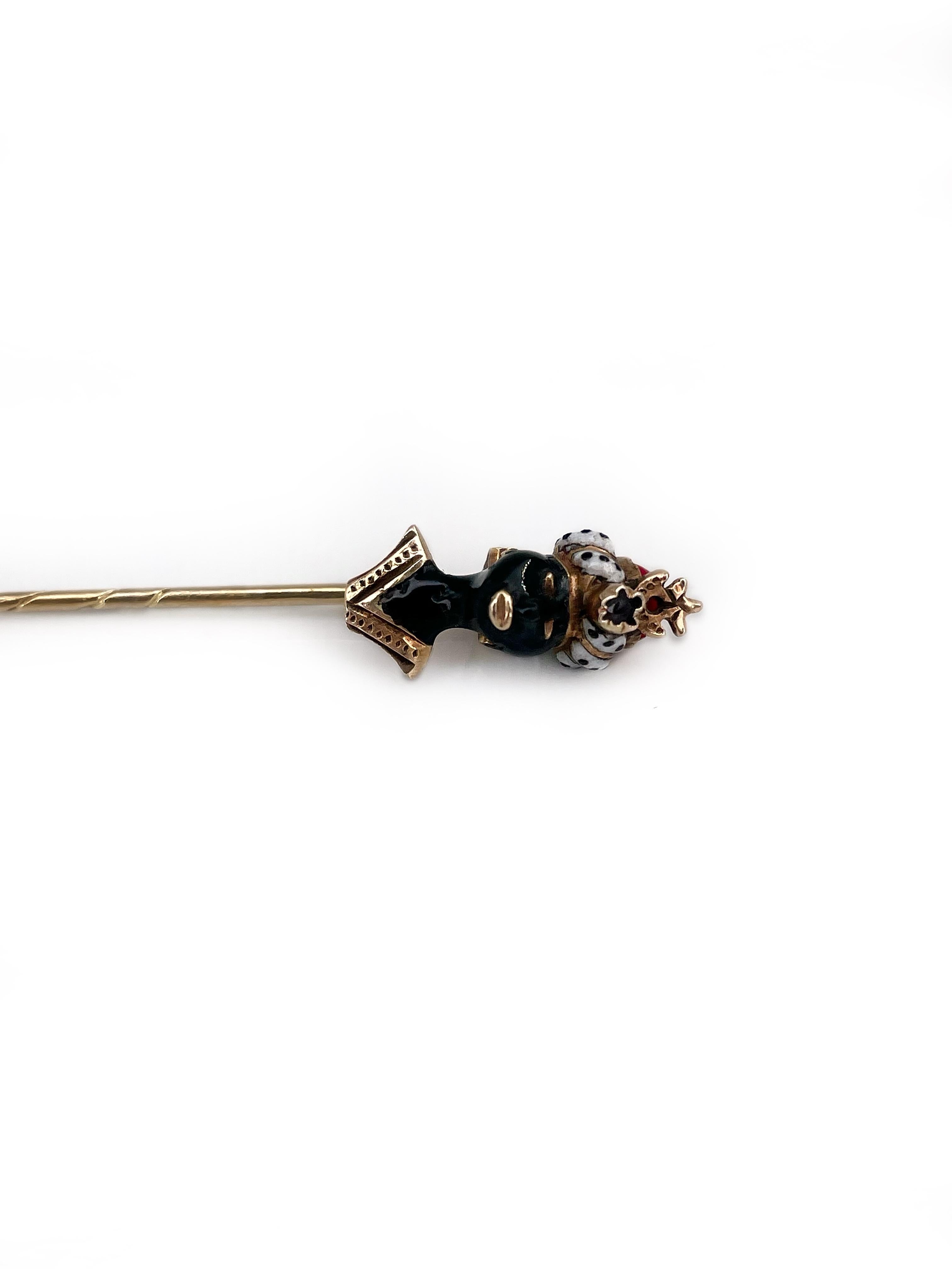 Victorian 18K Gold Colorful Enamel Garnet Blackamoor Moretto Stick Pin ...