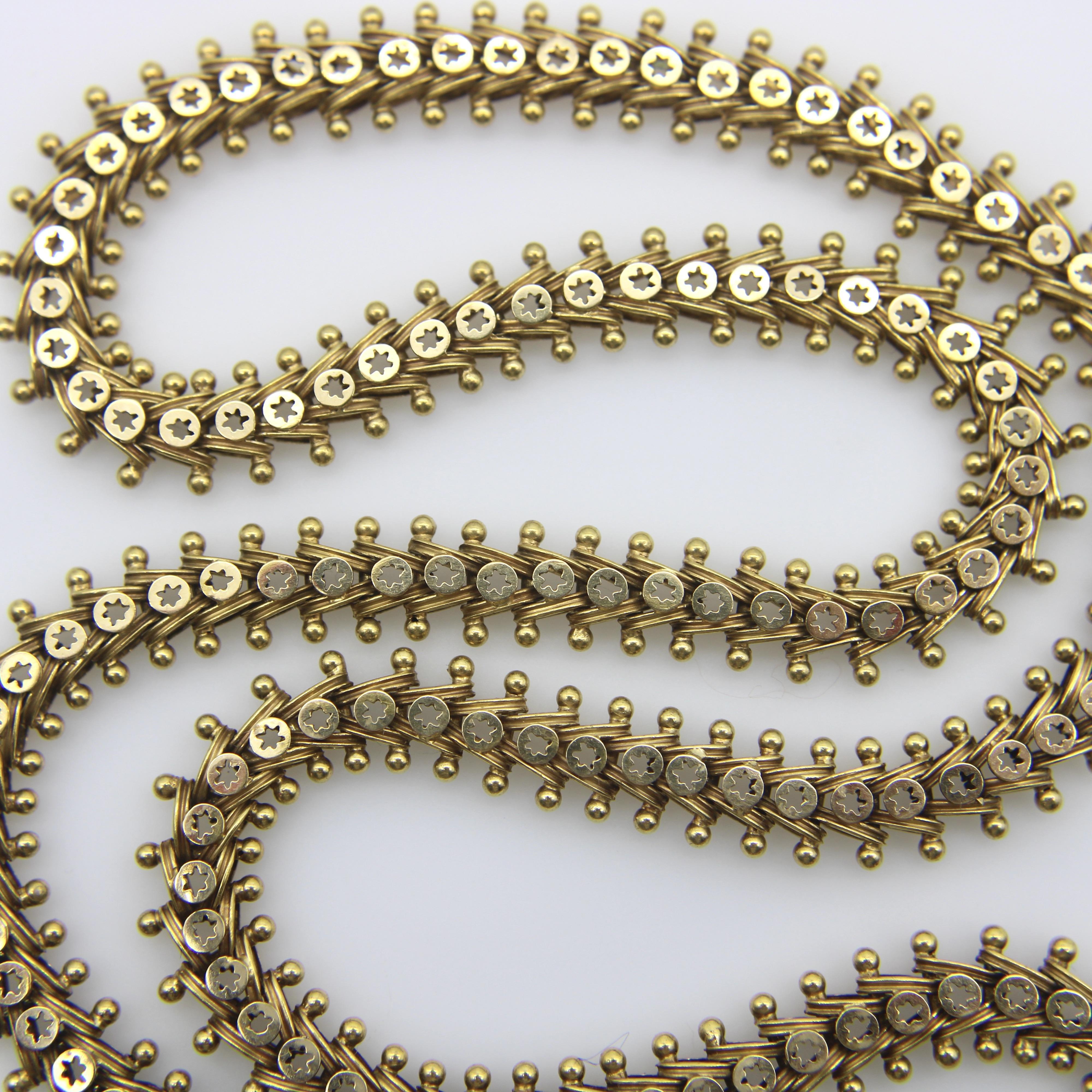 Victorian 18K Gold Fancy Link Collar Chain with Stars For Sale at 1stDibs