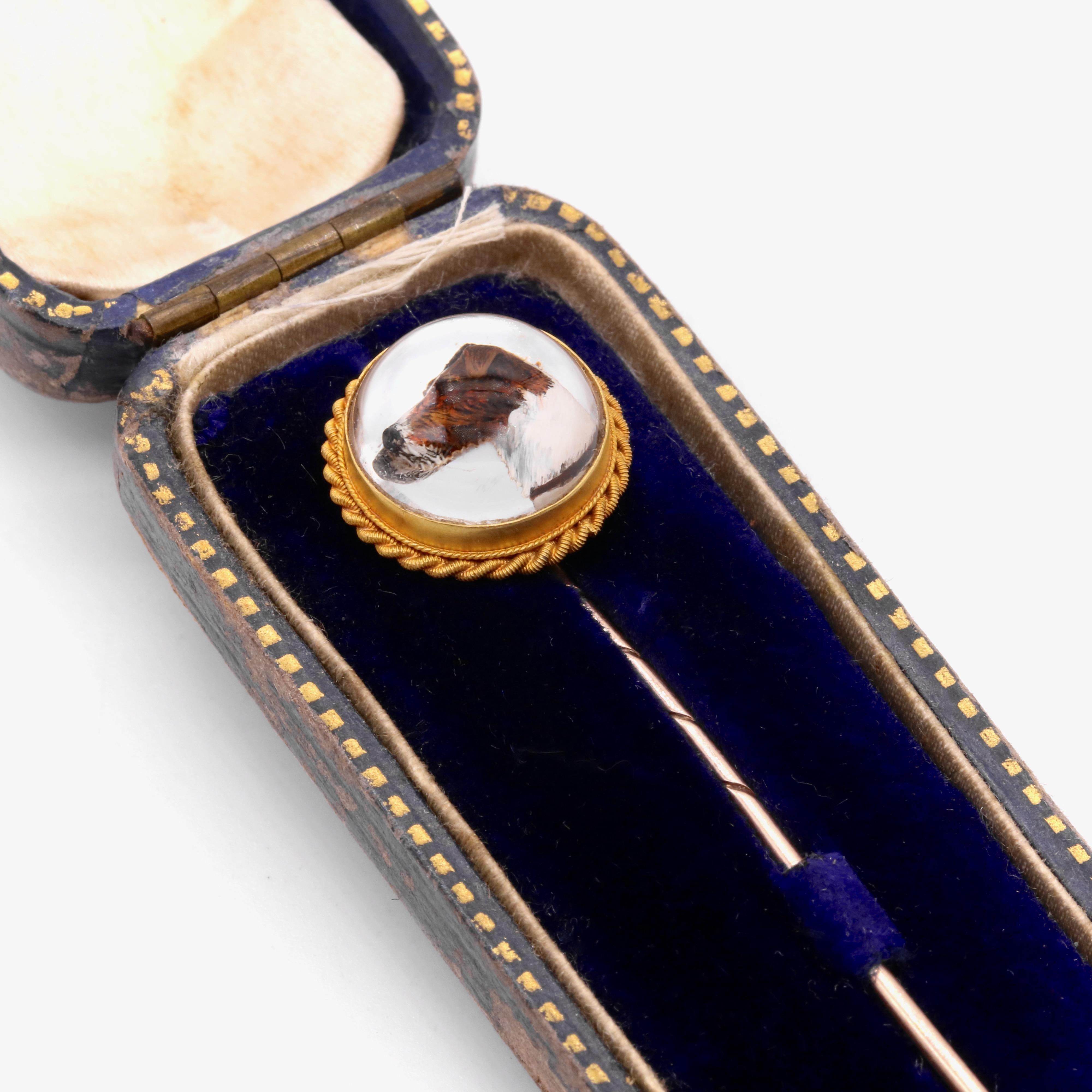 Victorian 18K Gold Fox Terrier Reverse Carved Intaglio Rock Crystal ...
