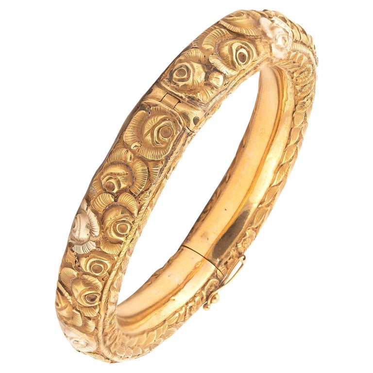 Victorian 18kt Bicolored Gold Bangle Bracelet For Sale at 1stDibs