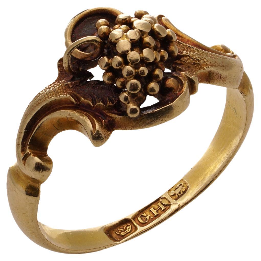 Victorian 18kt gold ring featuring intricate scrollwork and a cluster For Sale at 1stDibs