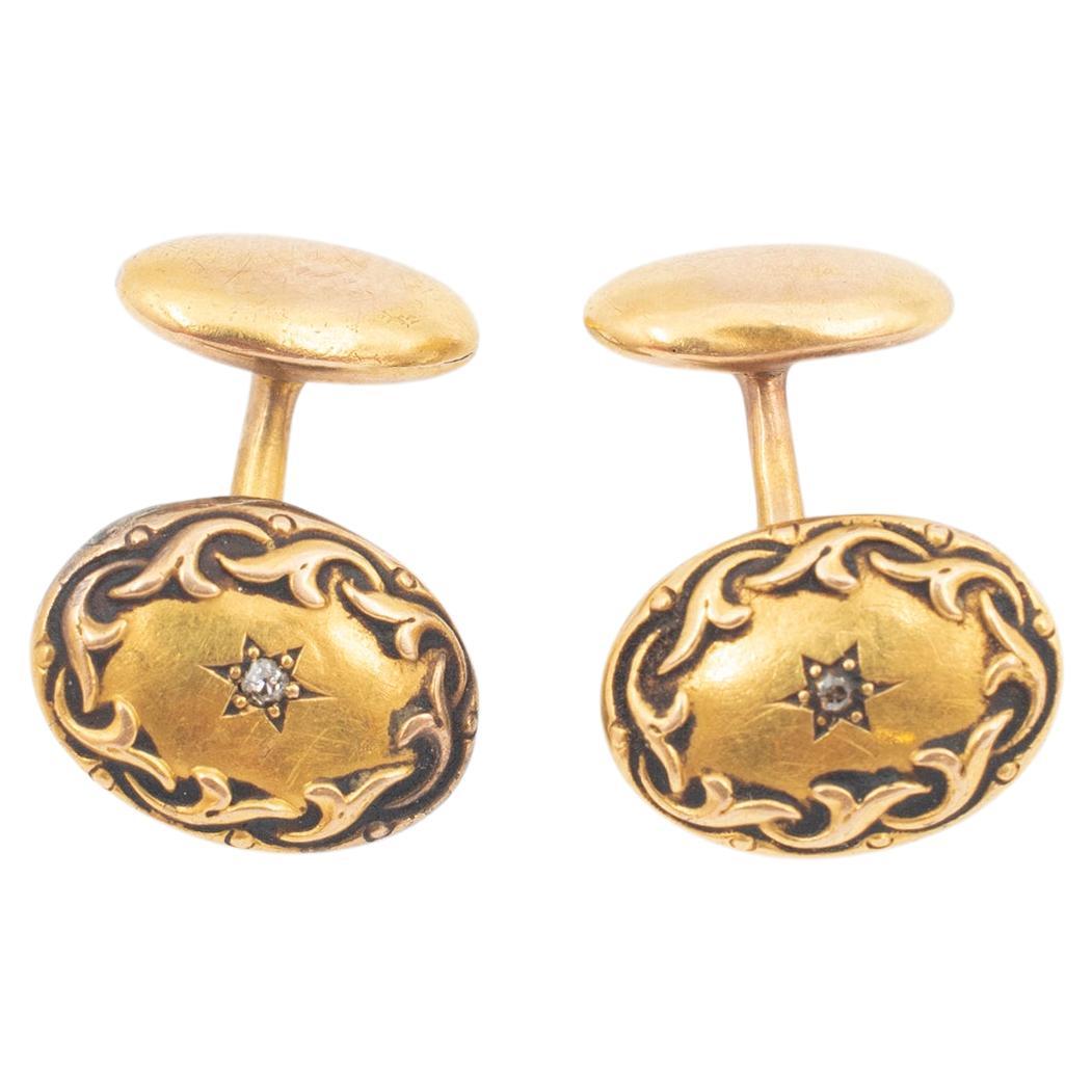 Victorian 19k Yellow Gold Star David Cufflinks For Sale at 1stDibs