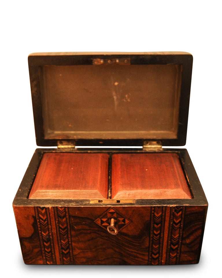 Victorian 19th Century Tunbridge Ware Tea Caddy with Original Features ...