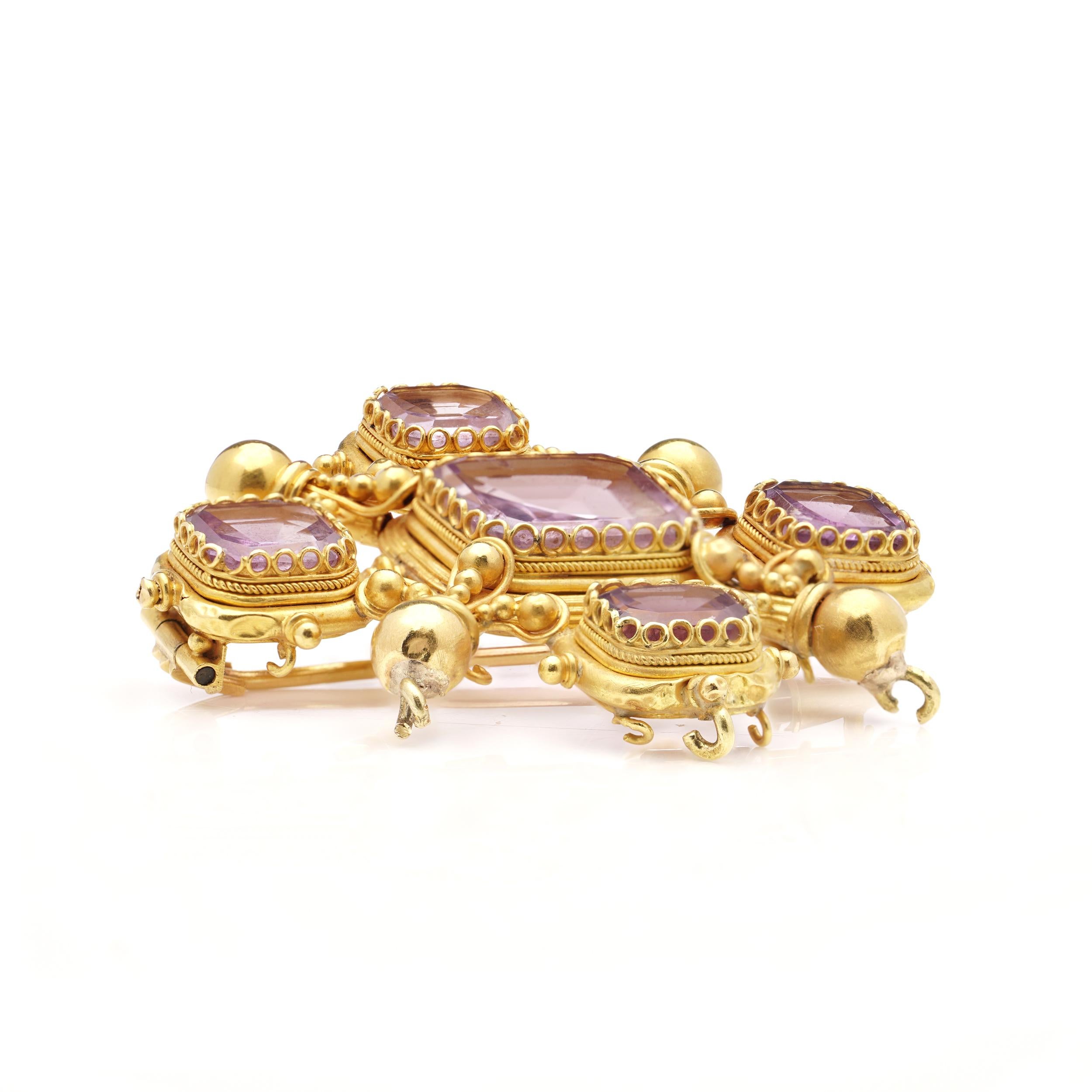 Victorian 20kt. yellow gold Granulated Amethyst 8-point Maltese cross ...