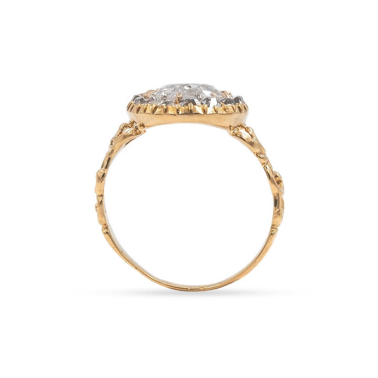 Victorian 2.15 Carat Antique Pear Shaped Diamond Engagement Ring For ...