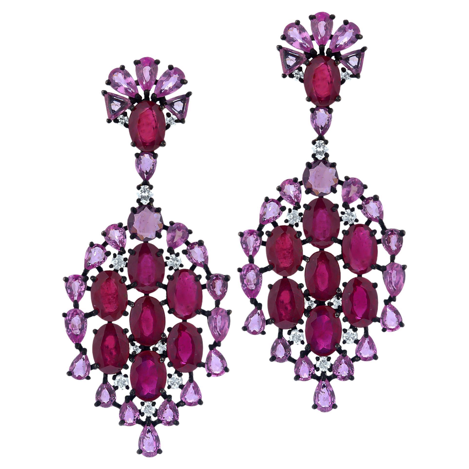 Gemistry, Victorian 25.93 Ct. T.W. Diamond and Multi-Gemstones Dangle ...