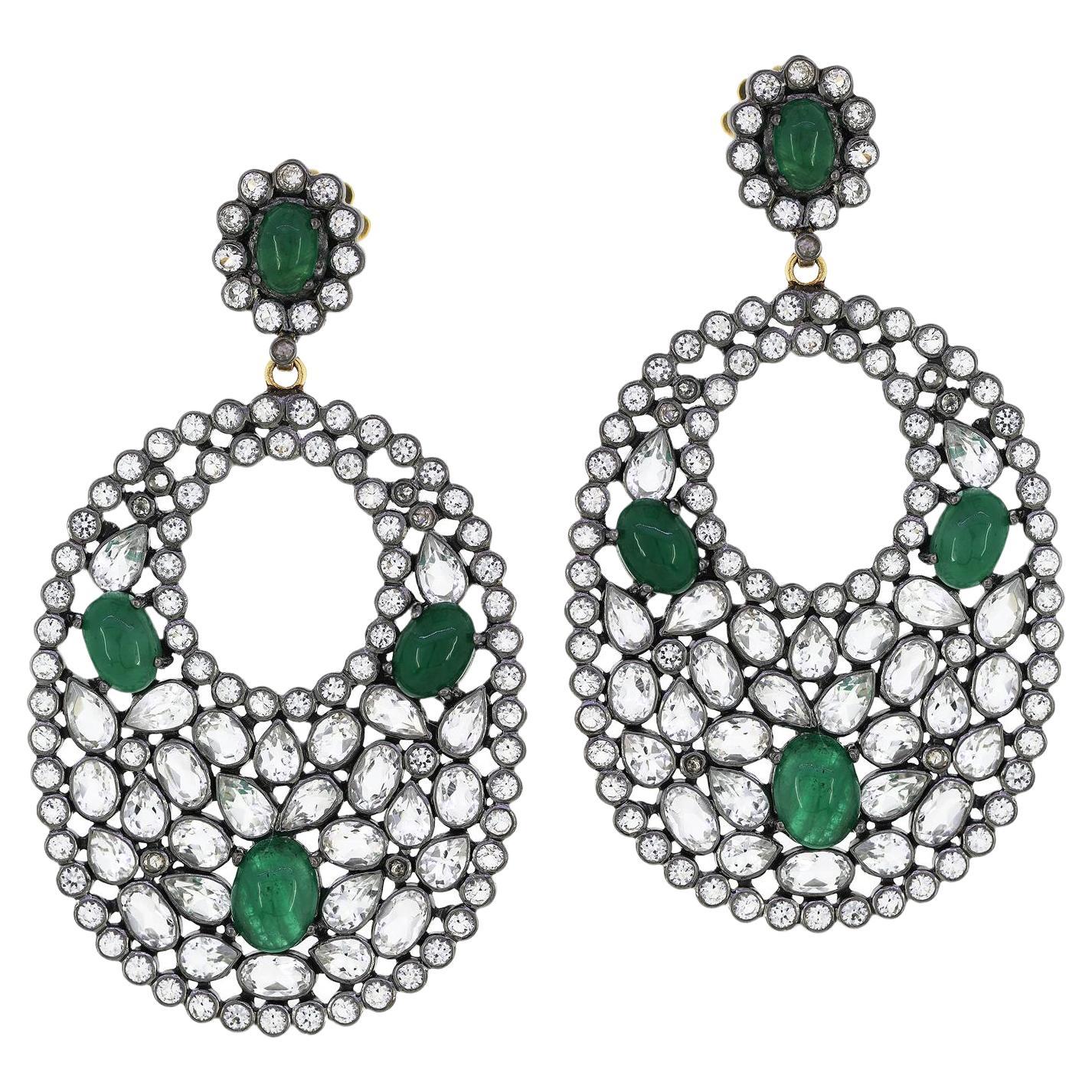 Victorian 19.2 Cttw. Ruby, Sapphire and Diamond Drop Earrings in 18k ...