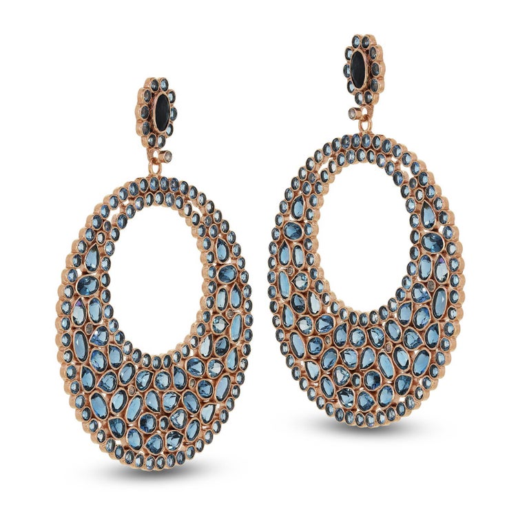 Victorian 27.5ct. T.W. London Blue Topaz Circle Drop Earrings For Sale ...