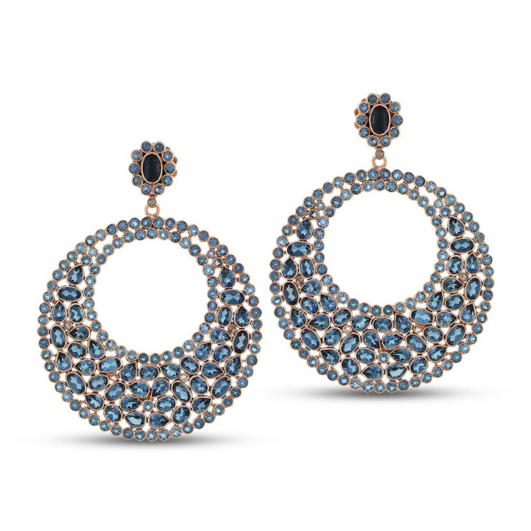 Victorian 27.5ct. T.W. London Blue Topaz Circle Drop Earrings For Sale ...