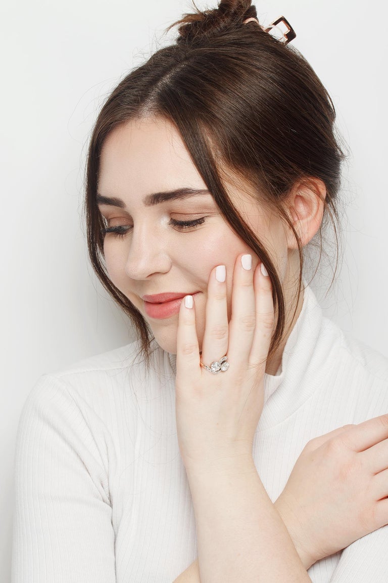 Victorian 3.00ct Diamond Crossover Ring, c.1900s For Sale at 1stDibs