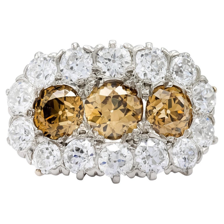 Victorian 3.15ct. Fancy Brown Diamond Cluster Ring in 14k Yellow Gold ...