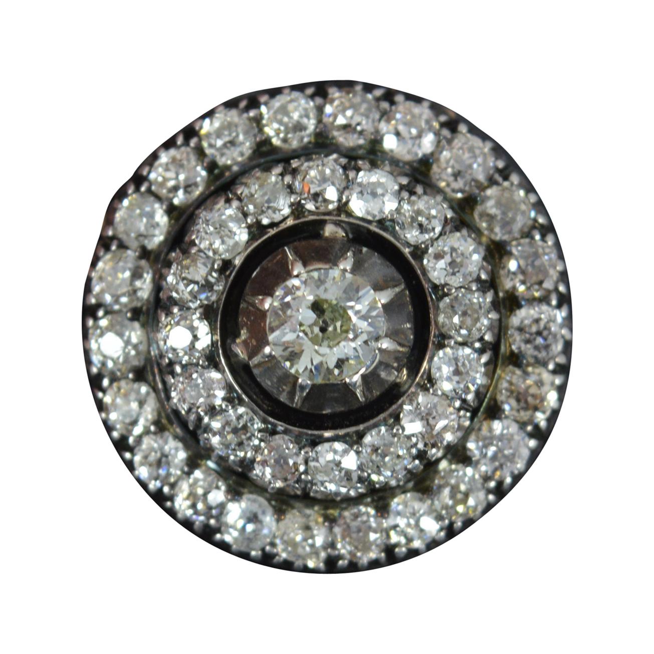 Victorian Old Cut Diamond Brooch, 15 Carat Gold at 1stDibs