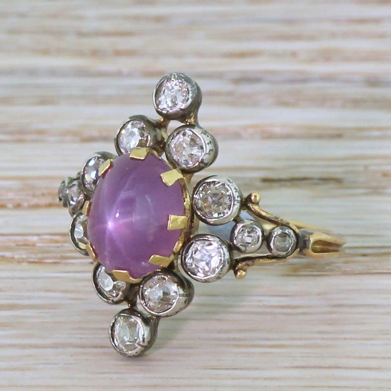 Victorian 4.68 Carat Ceylon Purple Star Sapphire and Diamond Ring For ...