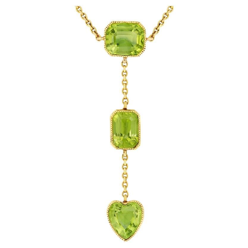 Antique Victorian Peridot Pearl Necklace 15 Carat, circa 1900 For Sale ...
