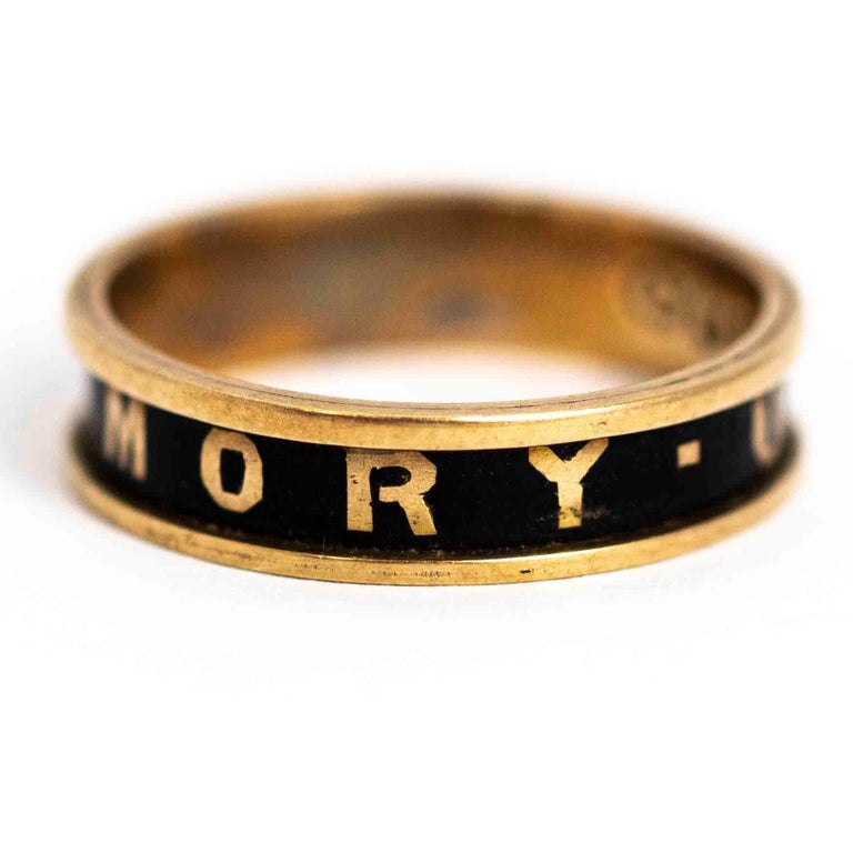 Victorian 9 Carat Gold and Black Enamel Mourning Band at 1stDibs