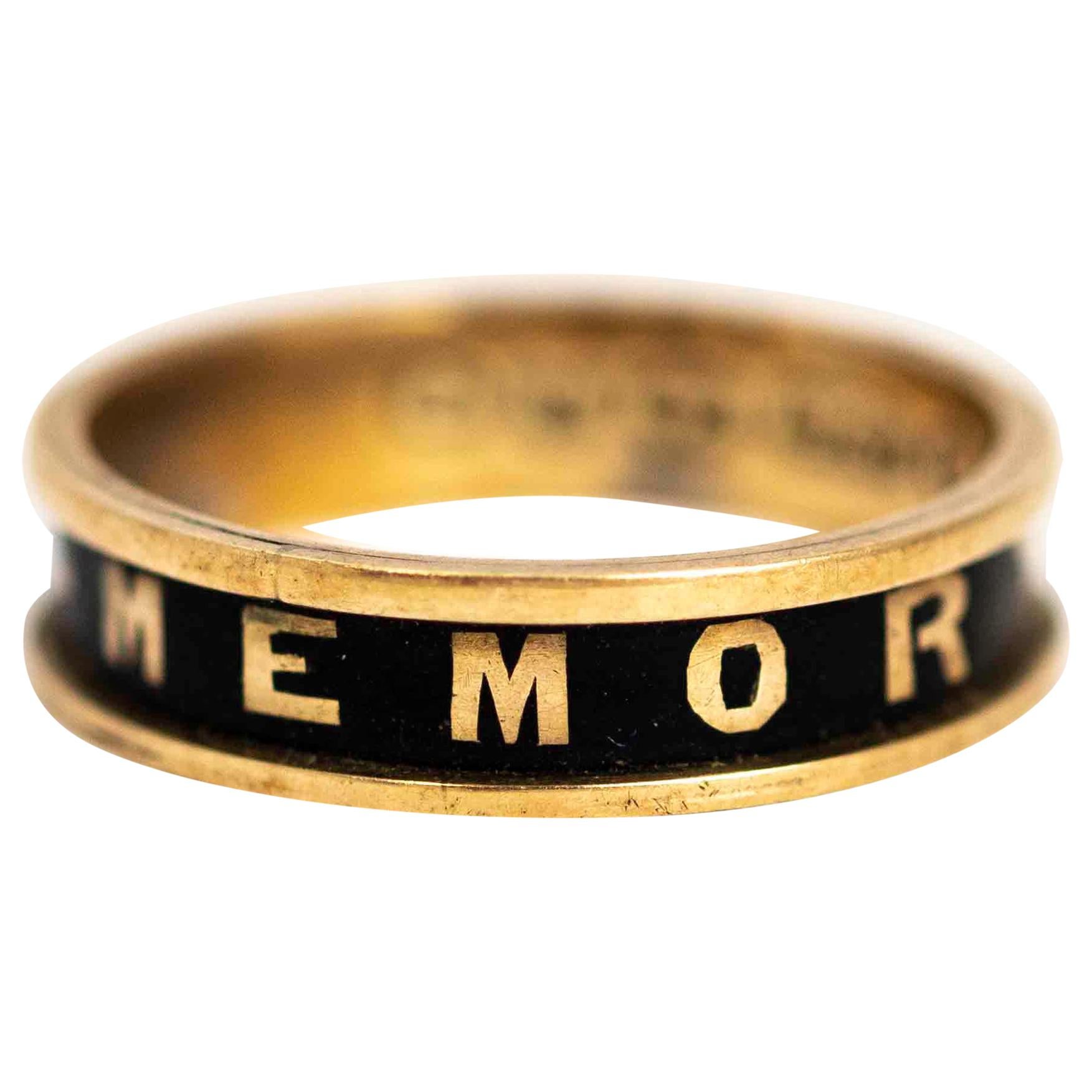 Victorian 9 Carat Gold and Black Enamel Mourning Band at 1stDibs