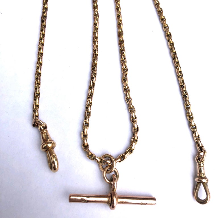 Victorian 9 Carat Gold Double Albert Chain with T Bar at 1stDibs