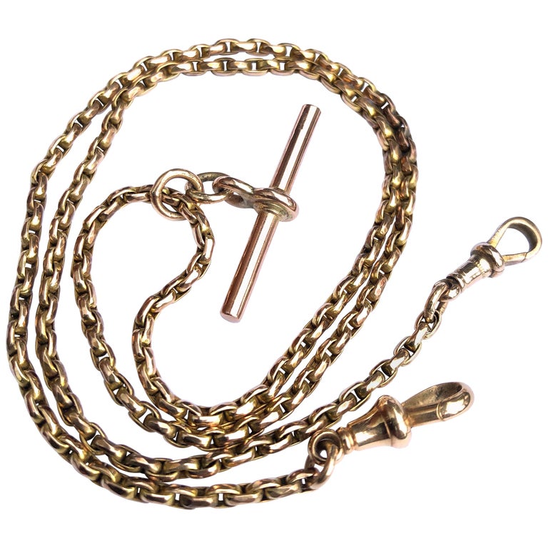 Victorian 9 Carat Gold Double Albert Chain with T Bar at 1stDibs