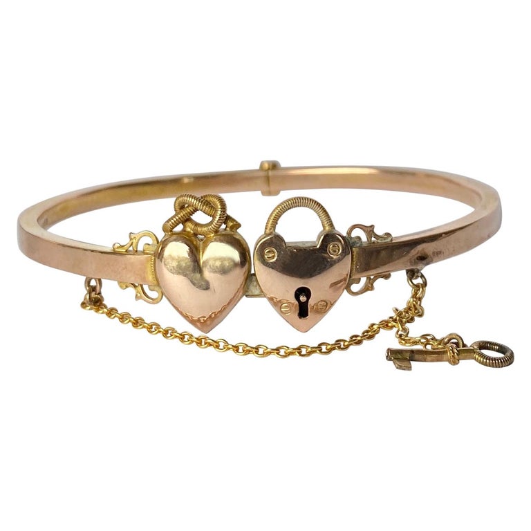 Victorian 9 Carat Gold Lock and Key Bangle at 1stDibs