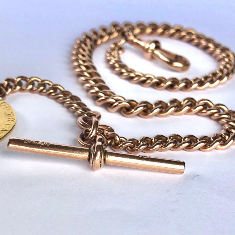 Victorian 9 Carat Rose Gold Albert Chain or Necklace For Sale at 1stDibs