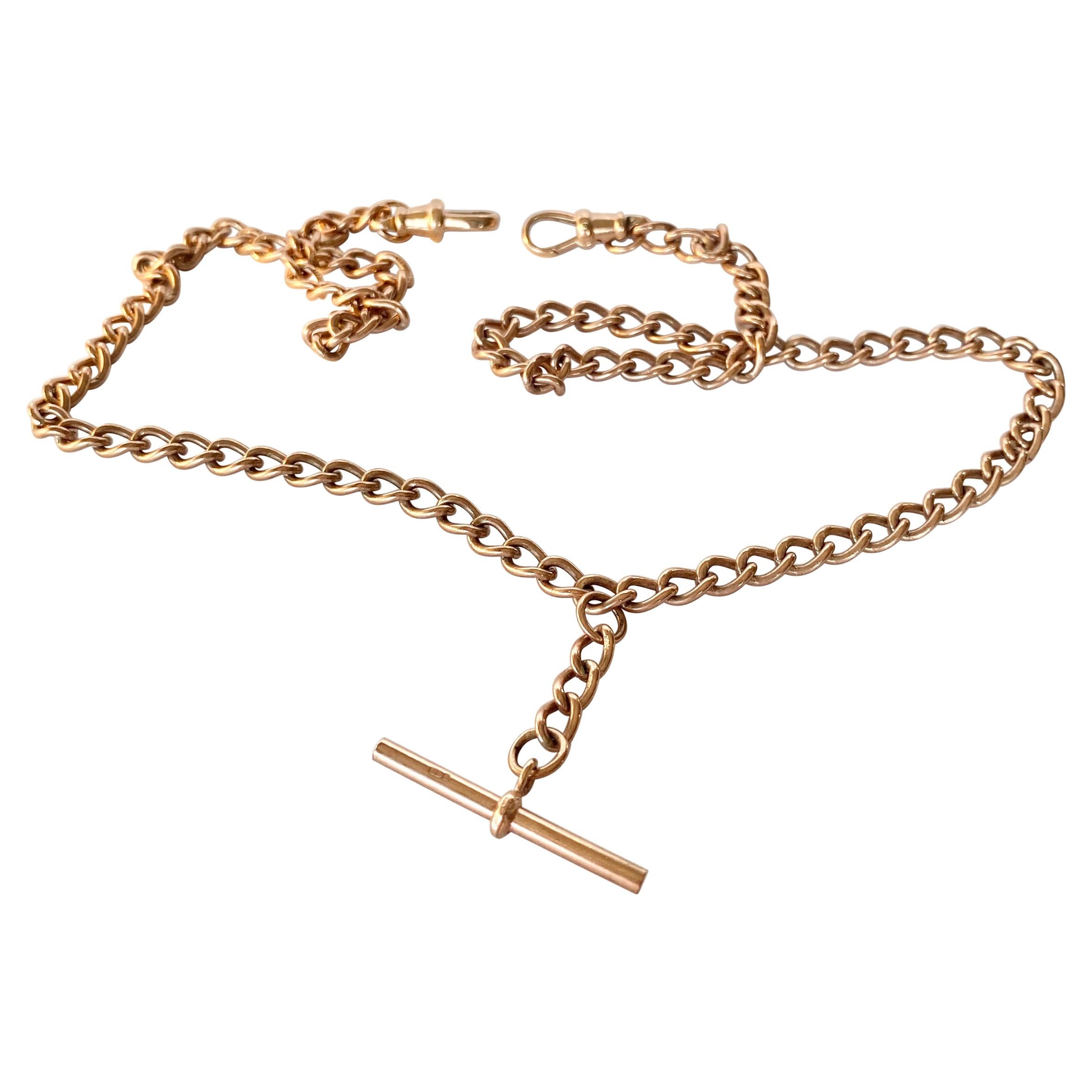 Victorian 9 Carat Rose Gold Albert Chain For Sale at 1stDibs