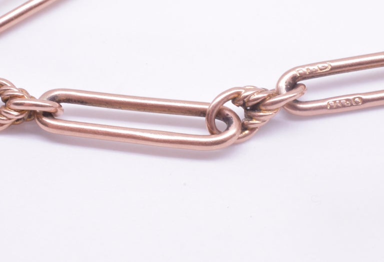 Victorian 9 Karat Albert Link Chain with Bolt Clip, circa 1890 at 1stDibs
