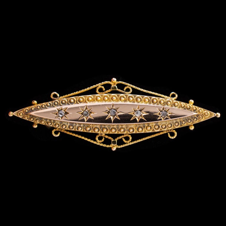 Antique Victorian Diamond Brooch Pin Dated Chester, 1900 at 1stDibs