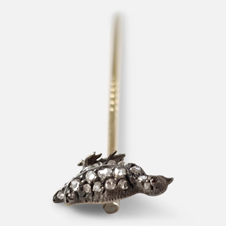 Victorian 9 Karat Gold, Silver, Diamond and Ruby Partridge Stick Pin ...
