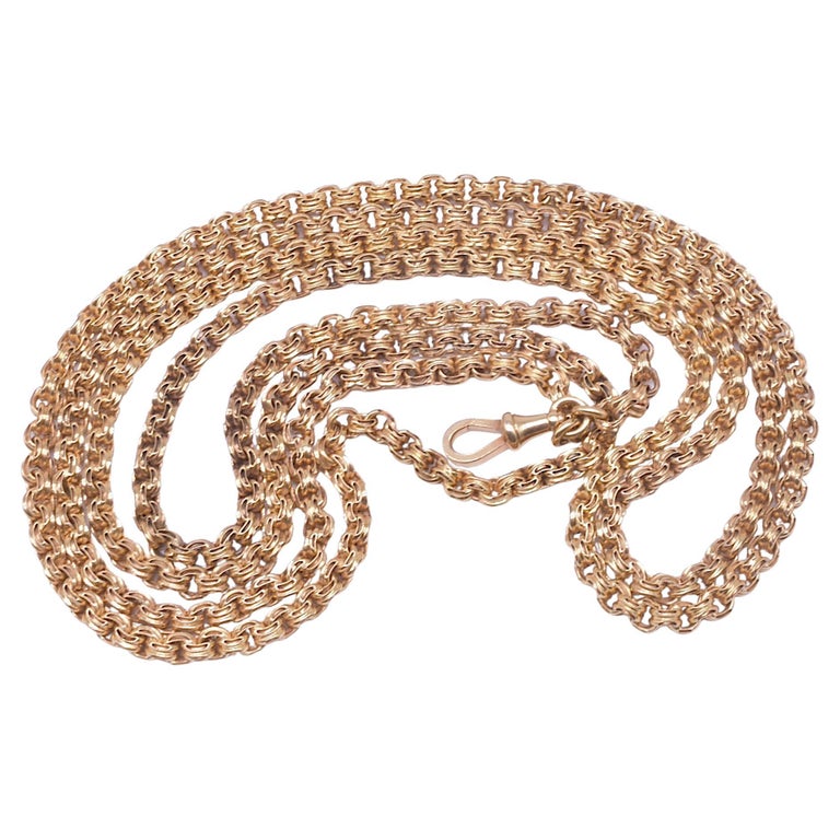 Victorian 9 Karat Love Knot Long Guard Watch Chain For Sale at 1stDibs