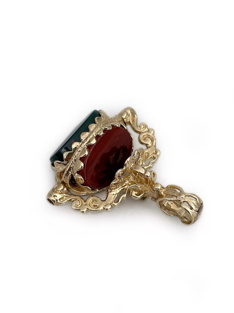 Victorian 9 Karat Gold Onyx Carnelian Bloodstone Swivel Fob Pendant ...