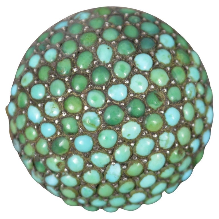 Victorian 9ct Gold and Turquoise Bombe Style Cluster Brooch For Sale at ...