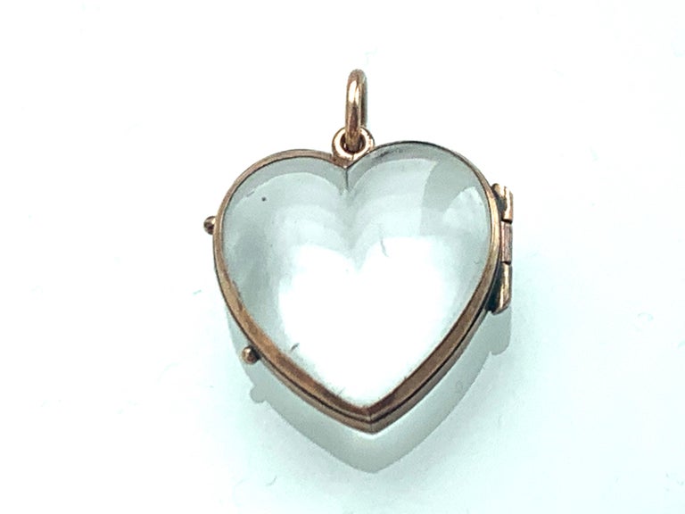 Victorian 9ct Gold Crystal Heart Locket For Sale at 1stDibs