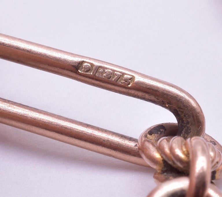 Victorian 9 Karat Albert Link Chain with Bolt Clip, circa 1890 at 1stDibs