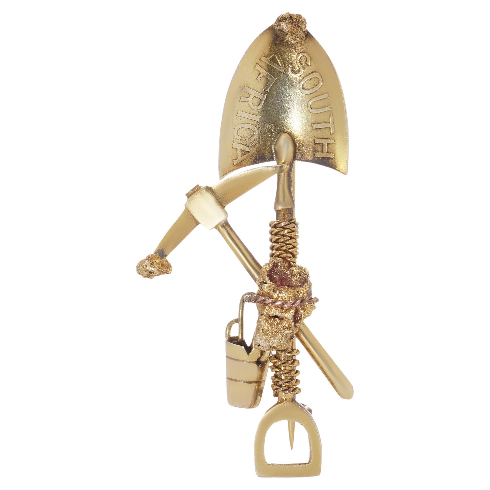 Victorian 9kt yellow gold Miner's brooch For Sale at 1stDibs