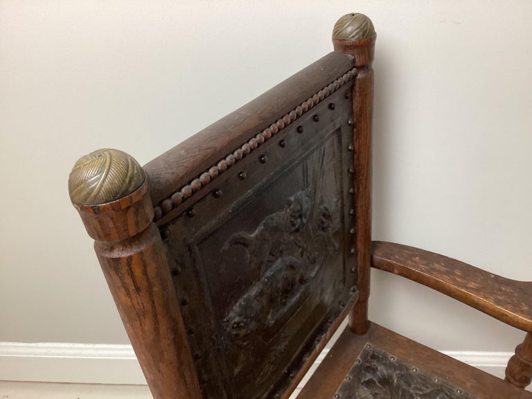 Victorian Aesthetic Movement Childs Chair with Pressed Leather Cats on ...