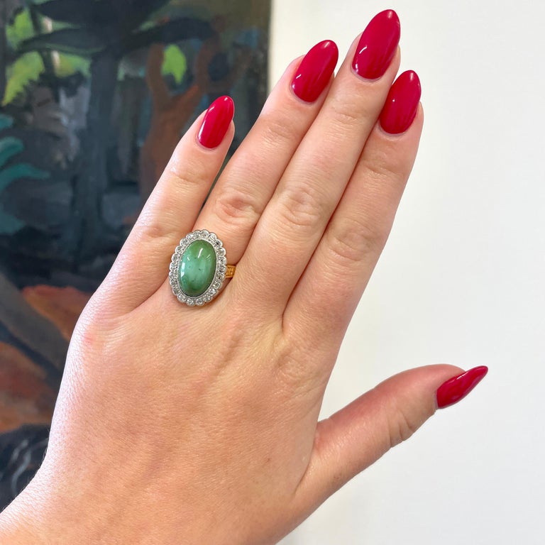 Retro Aesthetic Movement Style Turquoise Diamond 18 Karat Gold Ring at ...