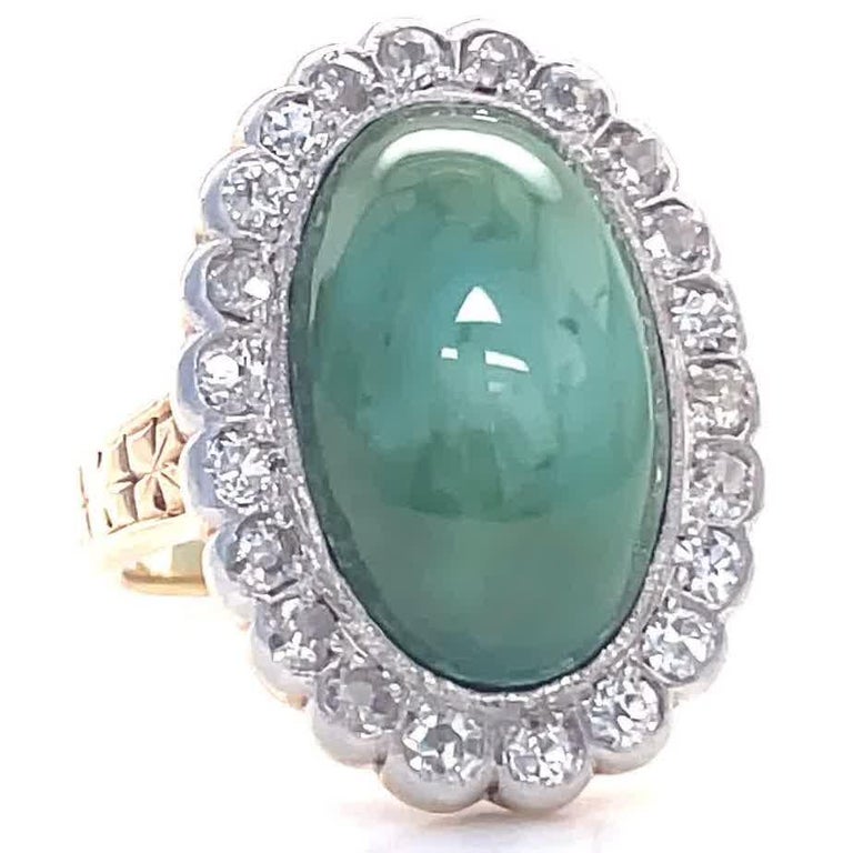Retro Aesthetic Movement Style Turquoise Diamond 18 Karat Gold Ring at ...