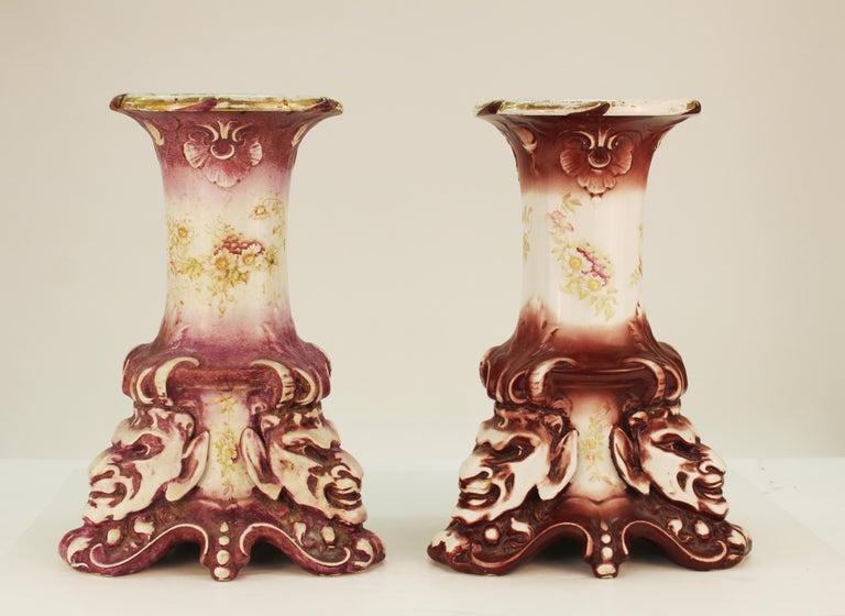 Victorian Alba China Ceramic Hand-Painted Pedestals in Grotesque Style ...