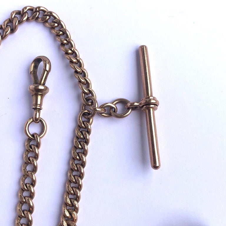 Victorian Albert Curb Chain with T-Bar and Carnelian Fob For Sale at ...