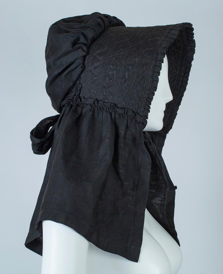 Victorian American Quilted Mourning Poke Bonnet with Sun Apron, 1850s ...