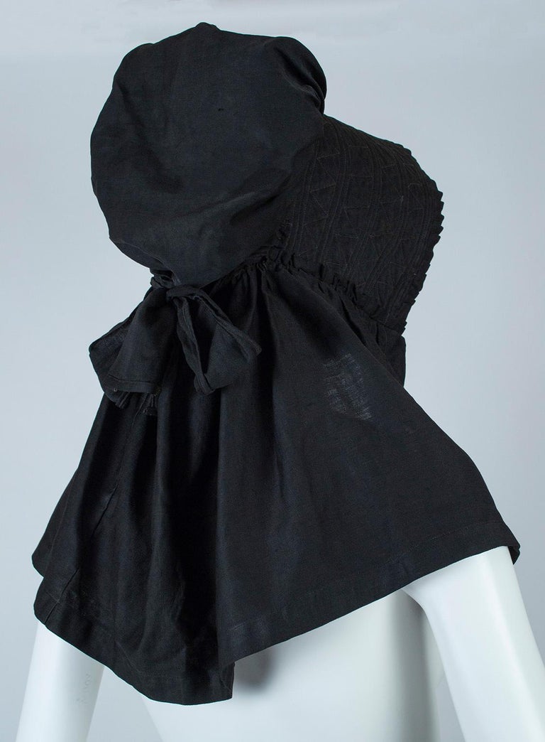 Victorian American Quilted Mourning Poke Bonnet with Sun Apron, 1850s ...